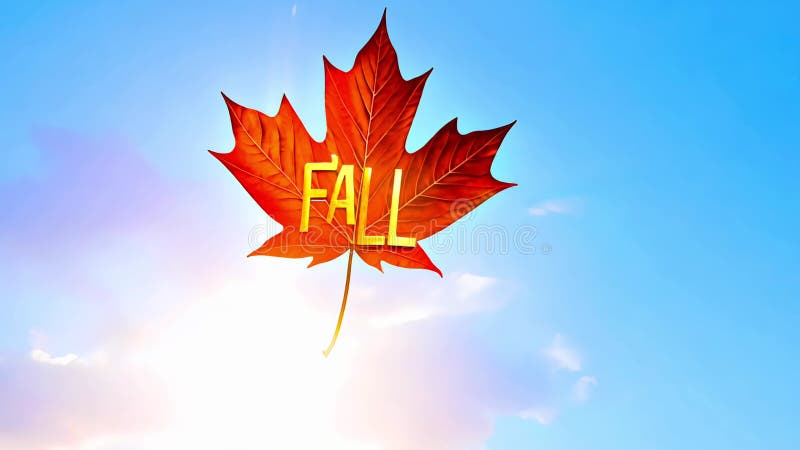 Autumn Maple Leaf is Flying in the Air with the Word "fall" Written on ...