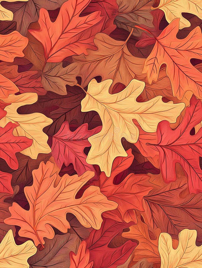 Autumn Maple Leaf Layered Seamless Pattern Illustration Hand Drawn ...
