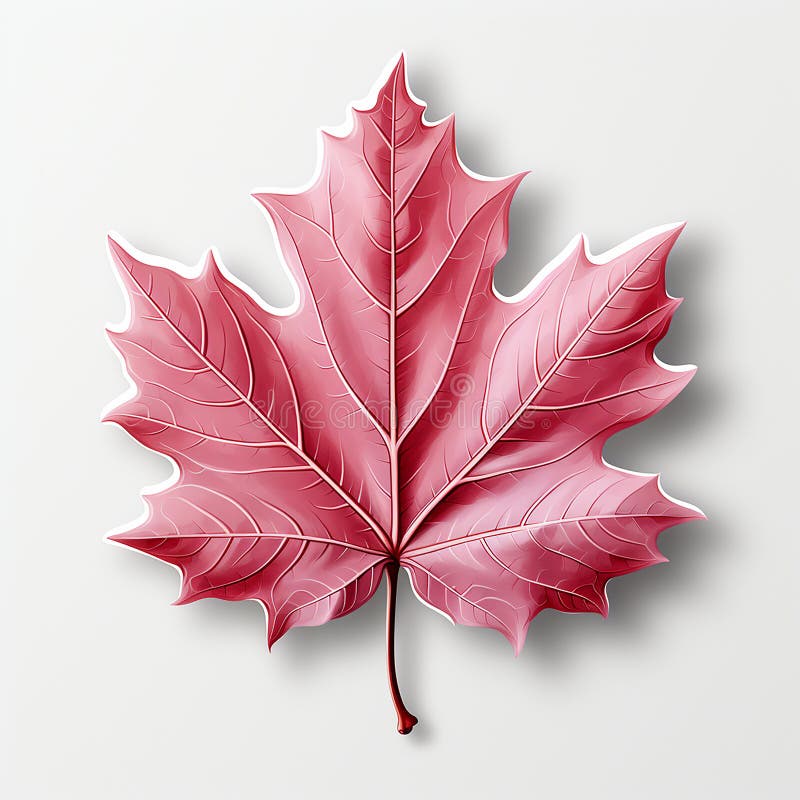 Autumn Maple Leaf in Pink Color, White Background. Art Stock ...