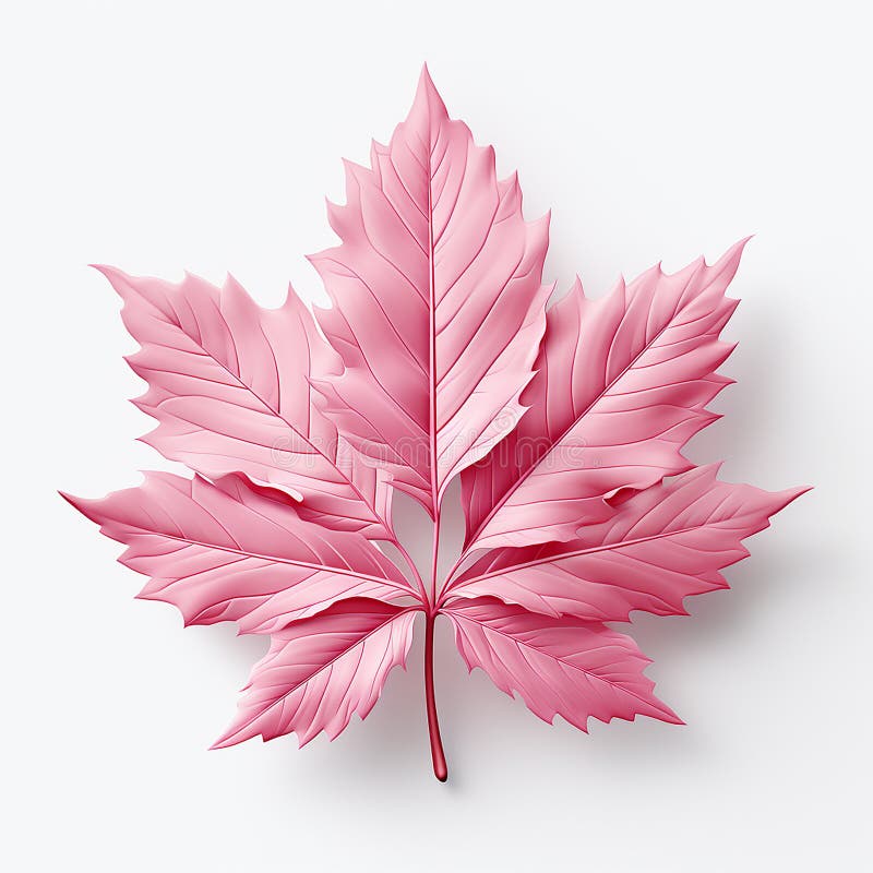 Autumn Maple Leaf in Pink Color, White Background. Art Stock ...