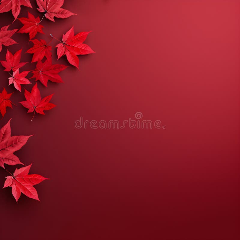 Autumn Maple Leaf Red Background Border Design with Copy Space Stock ...