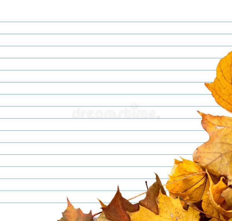 Autumn Maple-leafs and Notebook Paper Stock Photo - Image of flora ...