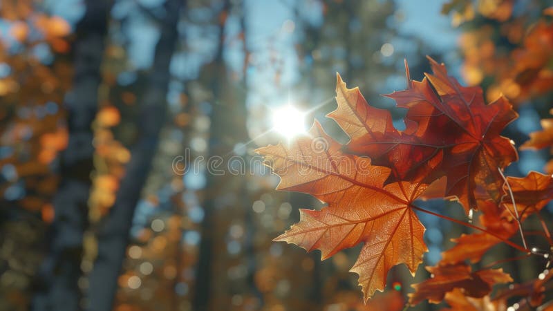 Autumn Maple Leaves in Forest on Sunny Day. AI Generated Stock Photo ...