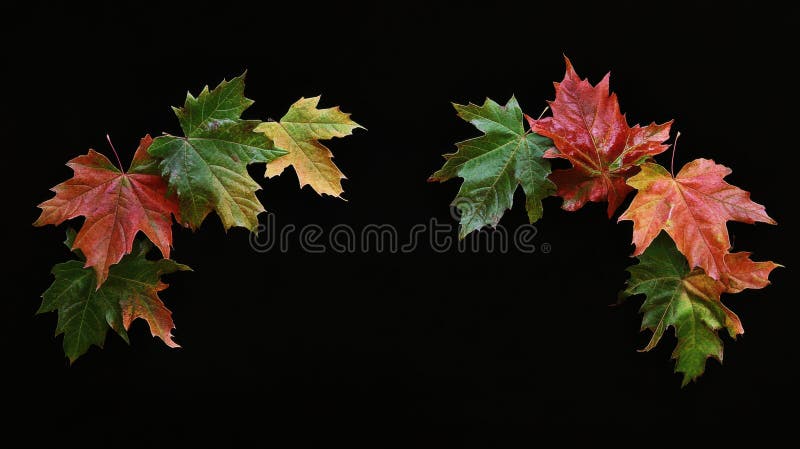 Autumn Maple Leaves Transforming in Color Offering a Backdrop with Room ...