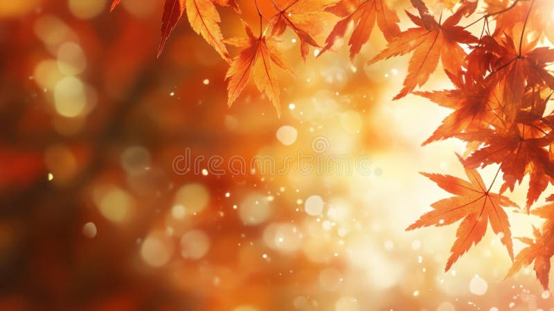 Autumn Maple Leaves Transforming in Color Offering a Backdrop with Room ...