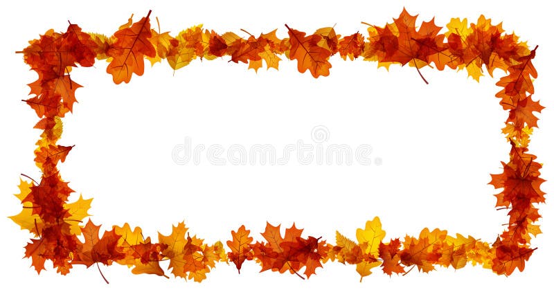 Autumn Maple and Oak Leaf Rectangle Frame Vector Stock Illustration ...