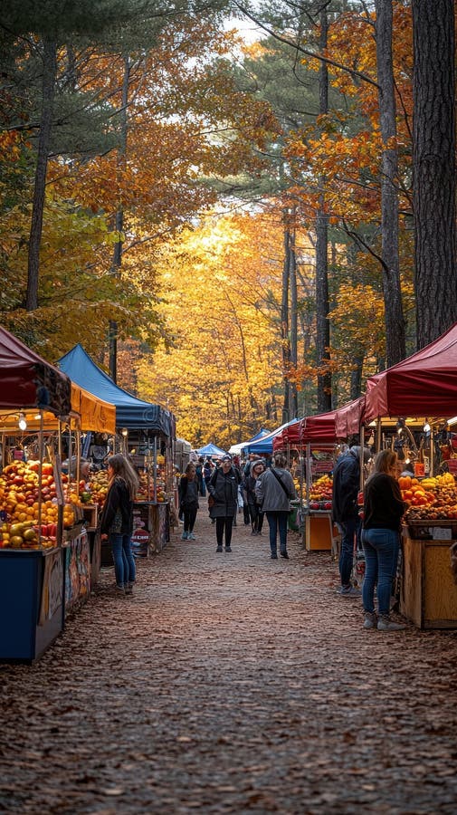 Autumn Market in a Forest Path - Photo Stock Illustration ...