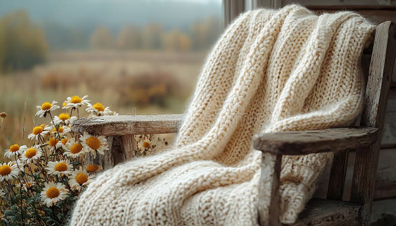 Autumn Meadow, Rustic Table, Comfortable Chair, Nature Beauty Generated ...