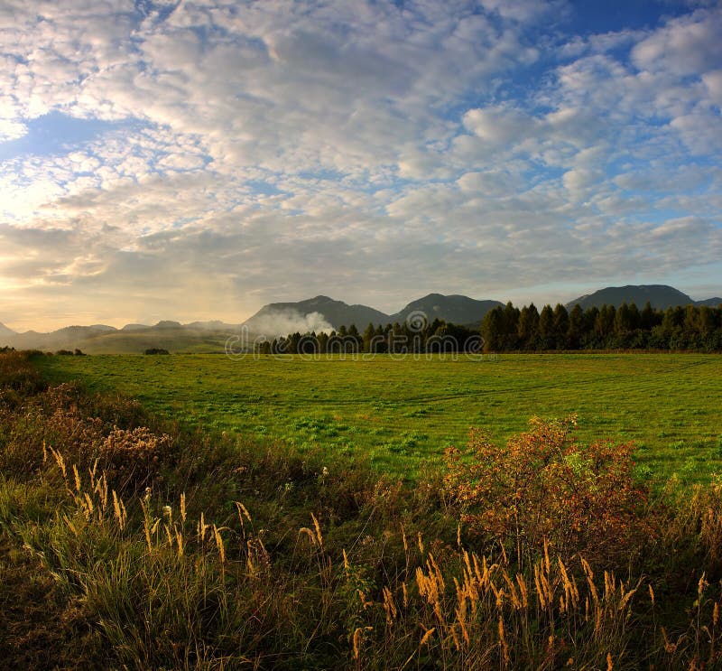 Autumn meadows in sunset stock image. Image of sunset - 10948021