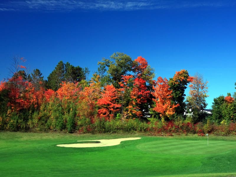 Golf Course Fall Autumn stock photo. Image of fallen, trap - 6979642