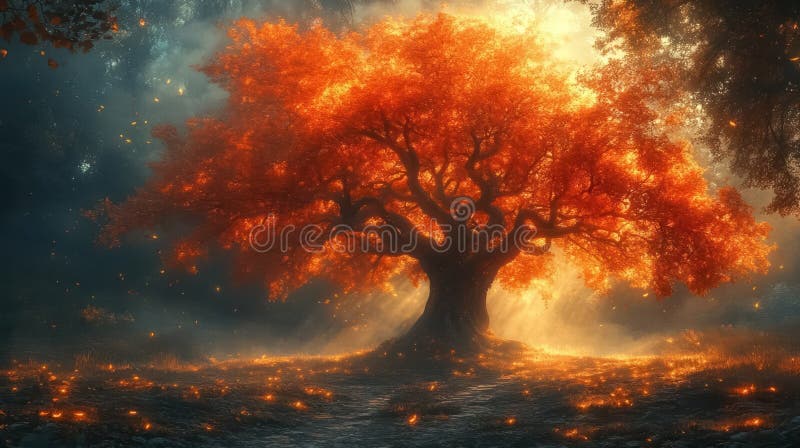Autumn Mood. Beautiful Mystical Fantasy Artwork Stock Illustration ...