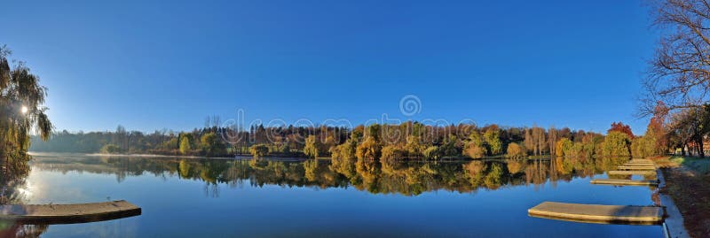 Autumn Morning in the Park - Sun Rays among the Trees Stock Photo ...