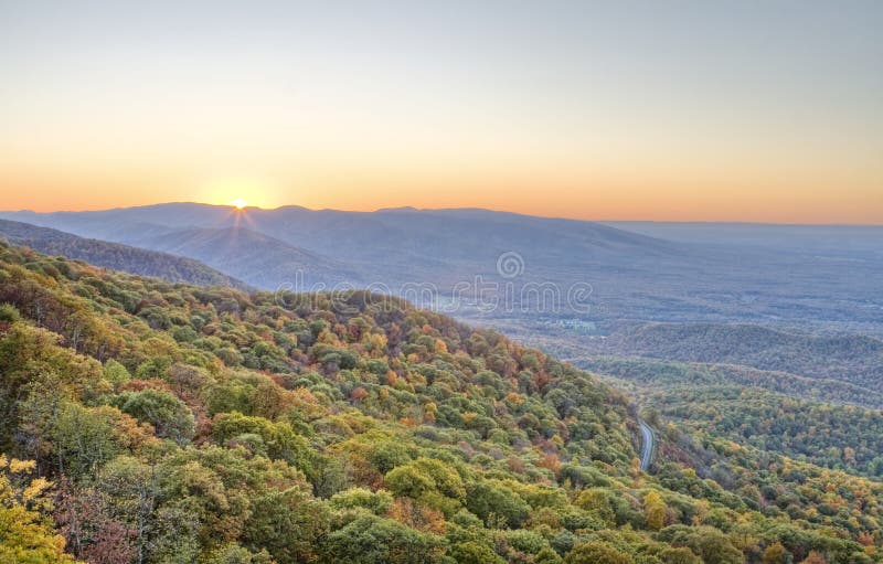 Mountains Summer Sunset Landscape in Blue Ridge Stock Image - Image of ...