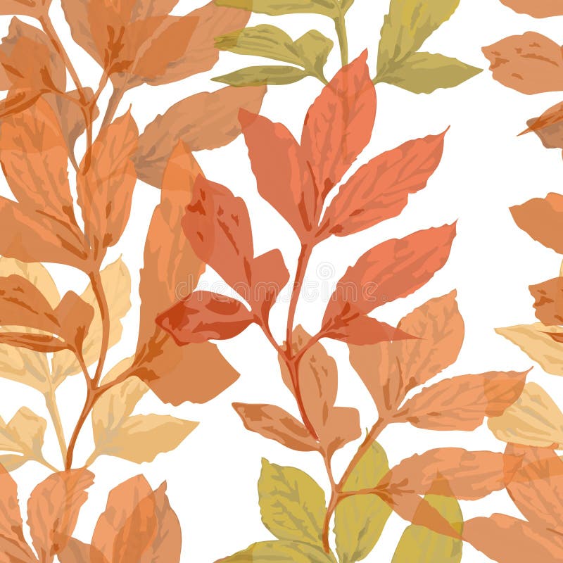 Hand Drawn Abstract Multi Colored Leaves on White Background Stock ...