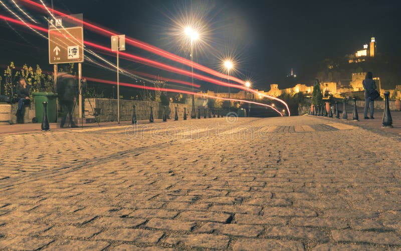 Autumn Night Light Trails at the Center of the City. Editorial Stock ...
