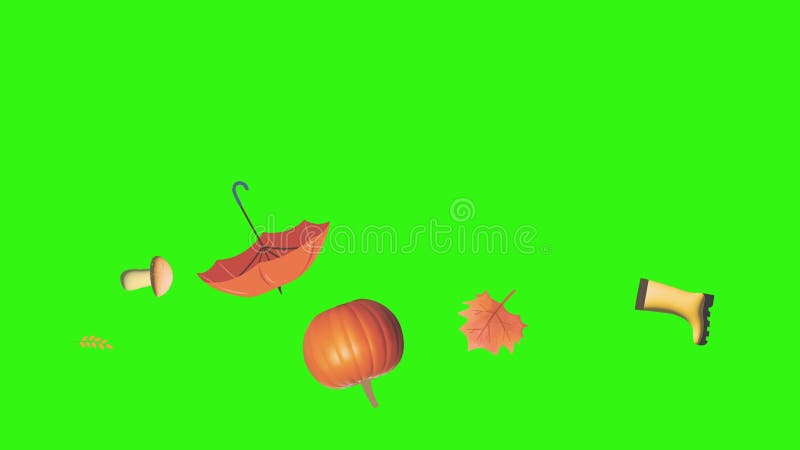 Autumn Object Animation on Green Screen Graphic Elements Stock Video ...