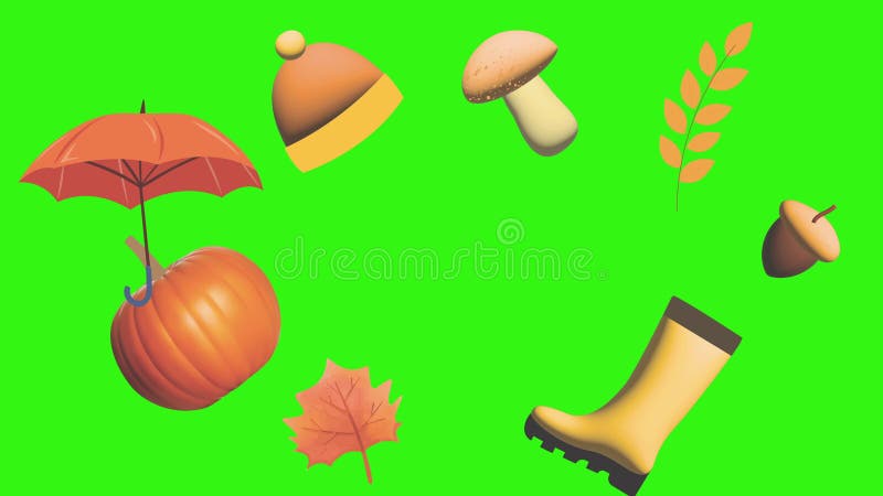 Autumn Object Animation on Green Screen Graphic Elements Stock Video ...