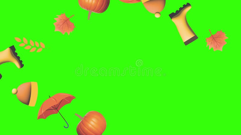 Autumn Object Animation on Green Screen Graphic Elements Stock Video ...