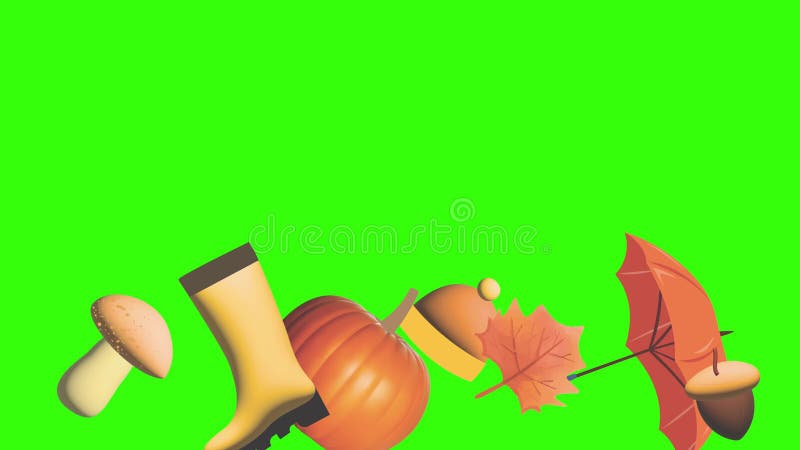 Autumn Object Animation on Green Screen Graphic Elements Stock Video ...
