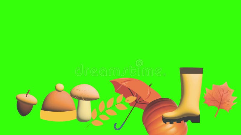 Autumn Object Animation on Green Screen Graphic Elements Stock Footage ...