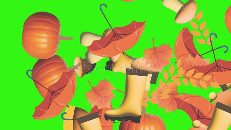 Autumn Object Animation on Green Screen Graphic Elements Stock Video ...