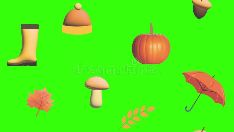 Autumn Object Animation on Green Screen Graphic Elements Stock Video ...