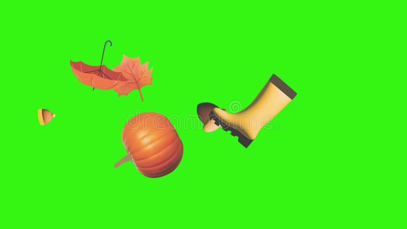 Autumn Object Animation on Green Screen Graphic Elements Stock Video ...
