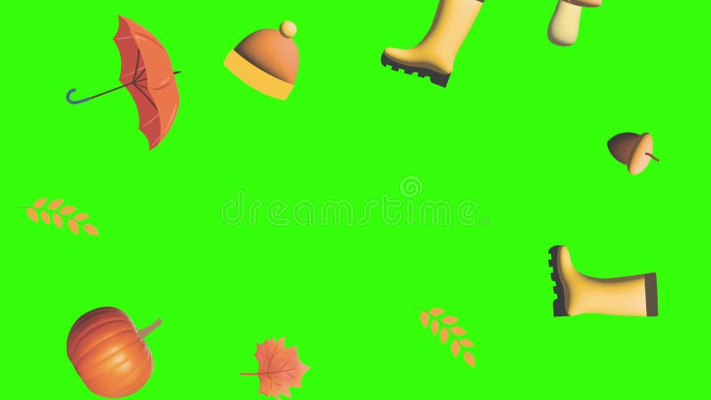 Autumn Object Animation on Green Screen Graphic Elements Stock Footage ...