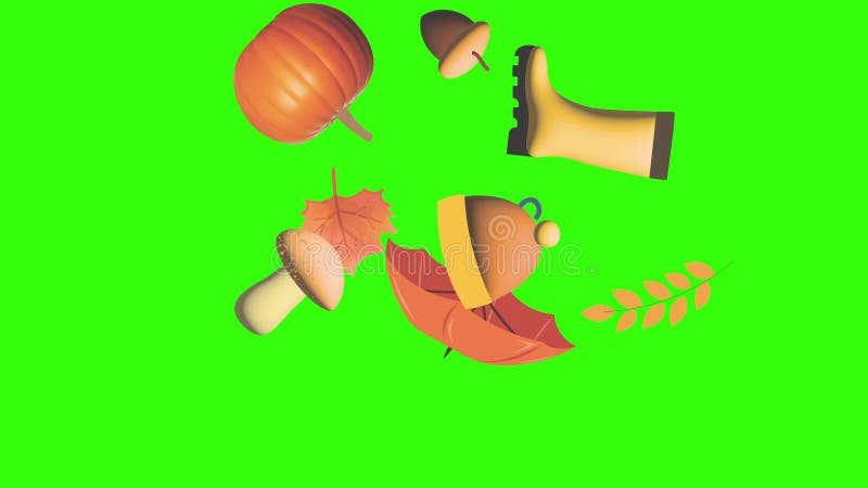 Autumn Object Animation on Green Screen Graphic Elements Stock Footage ...