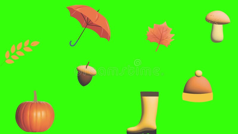 Autumn Object Animation on Green Screen Graphic Elements Stock Footage ...