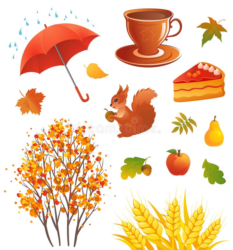 Autumn objects stock vector. Illustration of dessert - 43653537