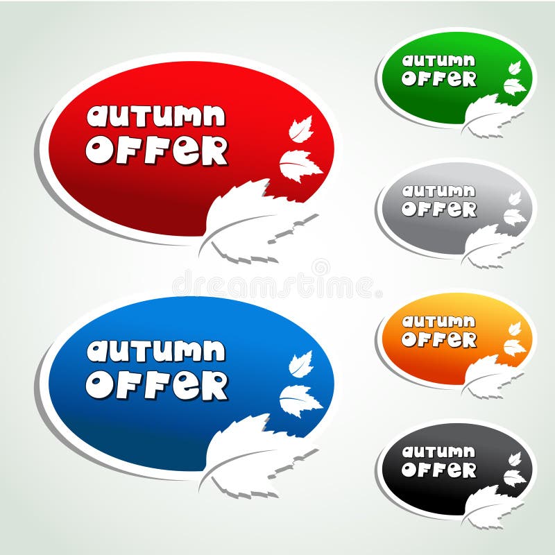 Autumn Offer - Color Labels with Leaf, Leaves Stock Vector ...