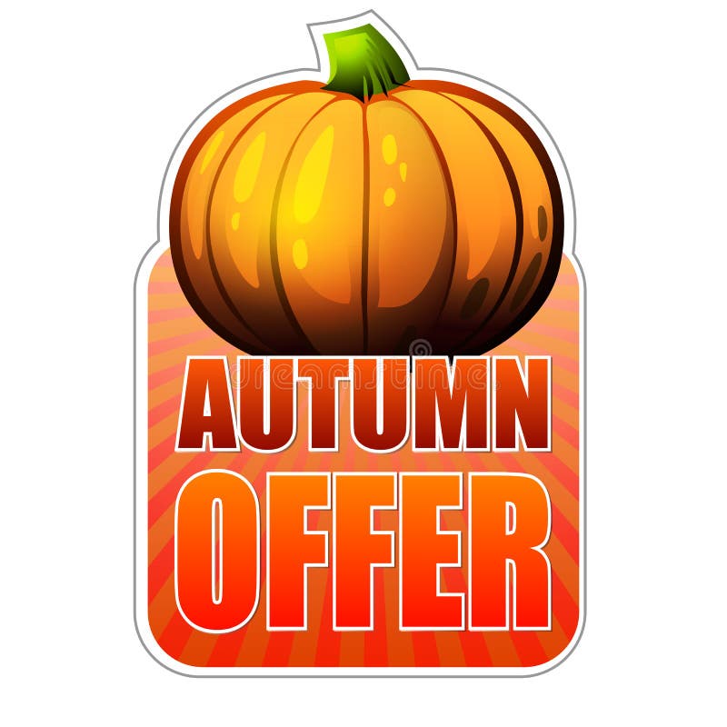 Autumn Offer Label with Fall Pumpkin Stock Illustration - Illustration ...