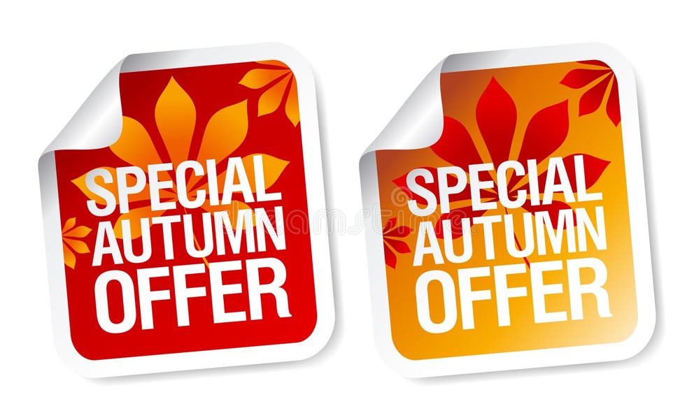 Autumn offer stickers. stock vector. Illustration of button - 26514737