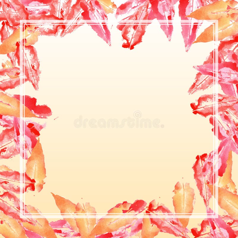 Autumn Orange Red Dried Leaf Tree Fall Nature Square Frame Border ...