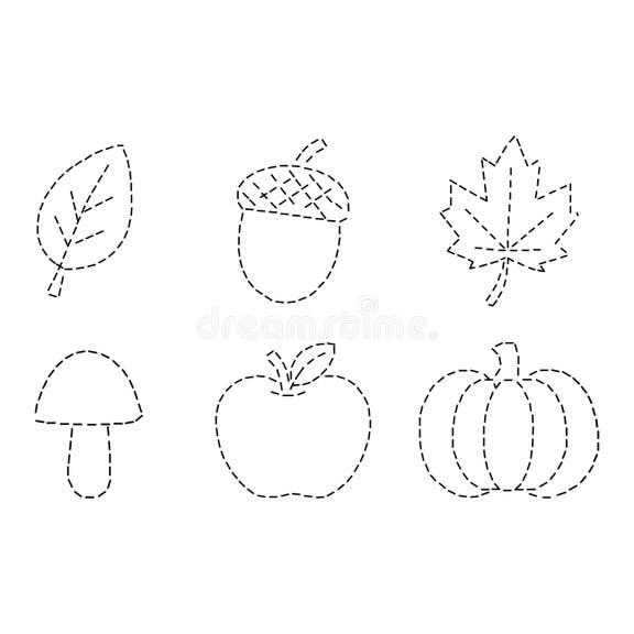 Autumn Outlines for Tracing - Educational Set. Stock Vector ...