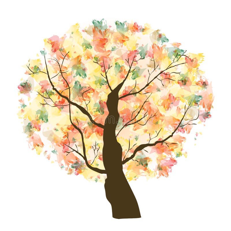 Autumn Paint Textured Art Tree. Vector Illustration Stock Vector ...