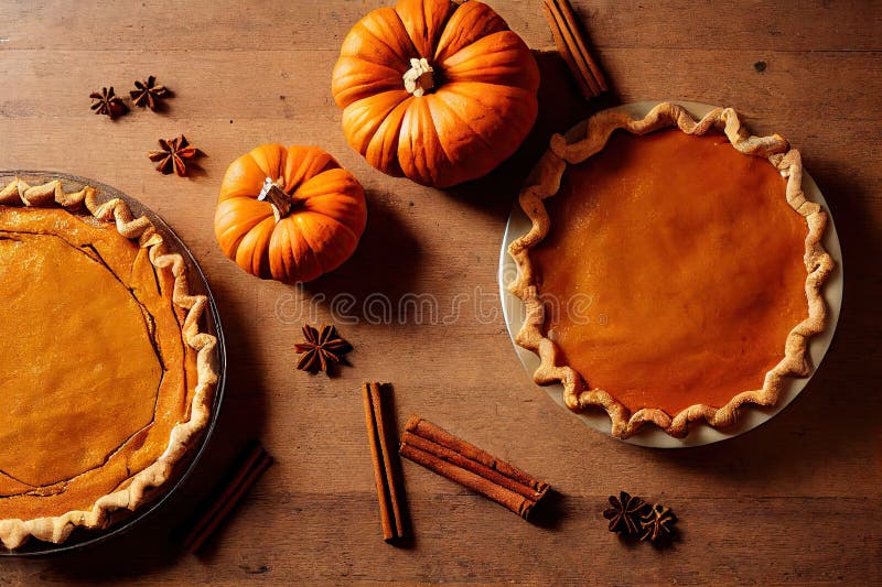 Autumn Pastry Bun Pumpkin Pie with Cinnamon on Wooden Table Stock ...