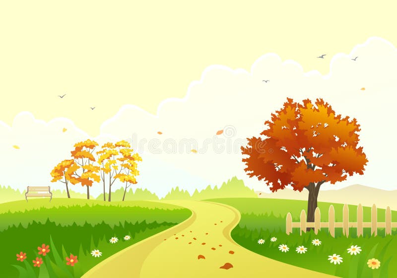 Autumn Path vektor illustrationer. Illustration av bygd - 58319063