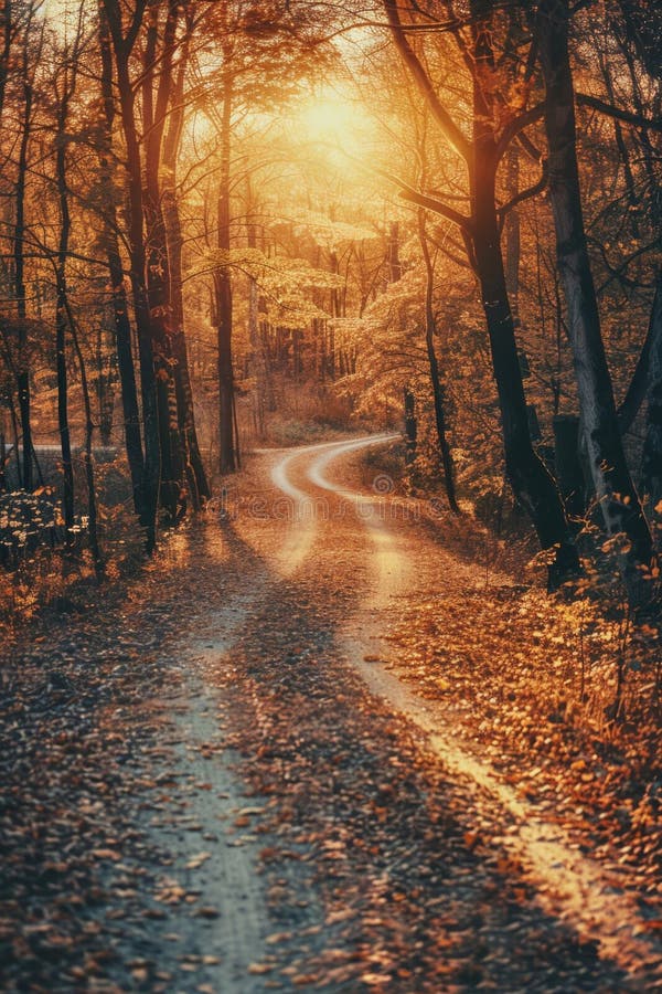 Autumn Path Sunset stock photo. Image of vacation, escape - 367195748