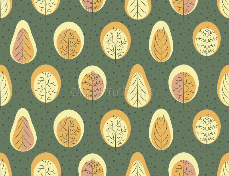 Autumn Pattern with Cute Trees in, Seamless Background with Autumn ...