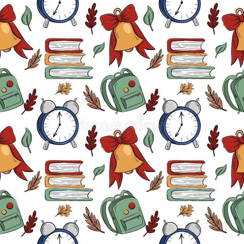 Autumn Pattern School and the Beginning of Studies Stock Illustration ...