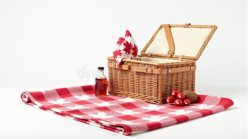 Autumn Picnic Basket and Maple Leaf Blanket Stock Illustration - Illustration of leaf, picnic ...