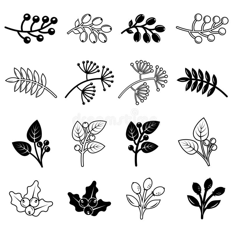 Autumn Plants Doodle Elements. Contour Elements of the Plant in Autumn ...