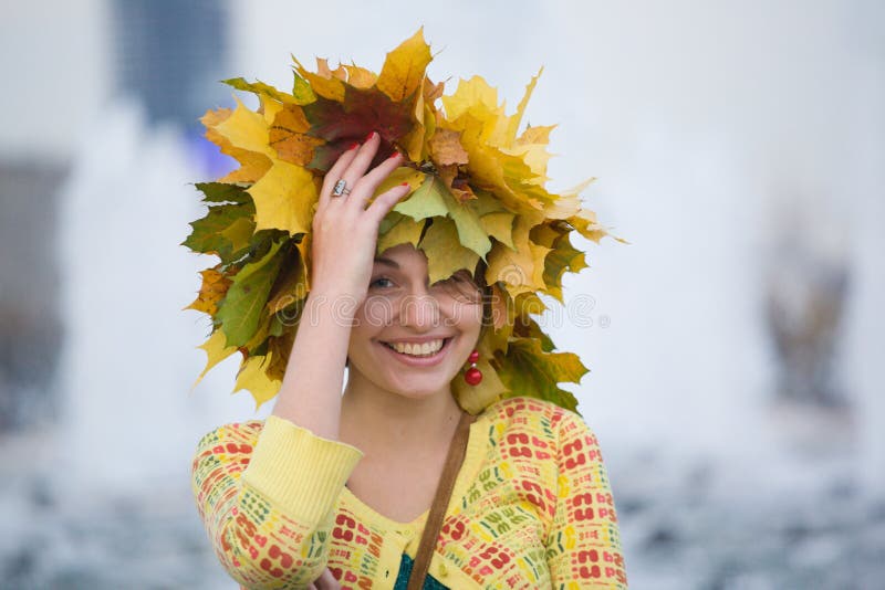 Autumn portrait stock photo. Image of leaves, head, female - 14544358