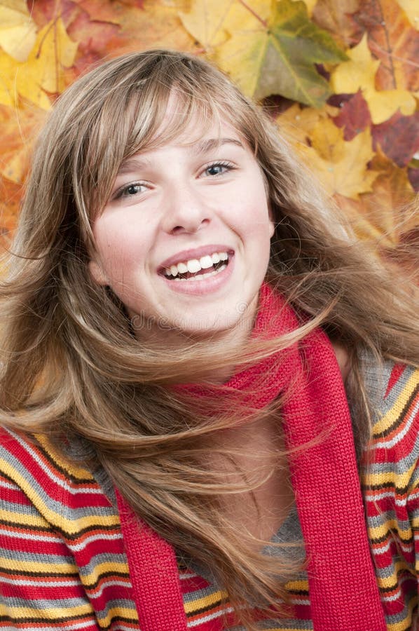 Autumn Portrait Of A Beautiful Female Stock Image - Image of fall ...
