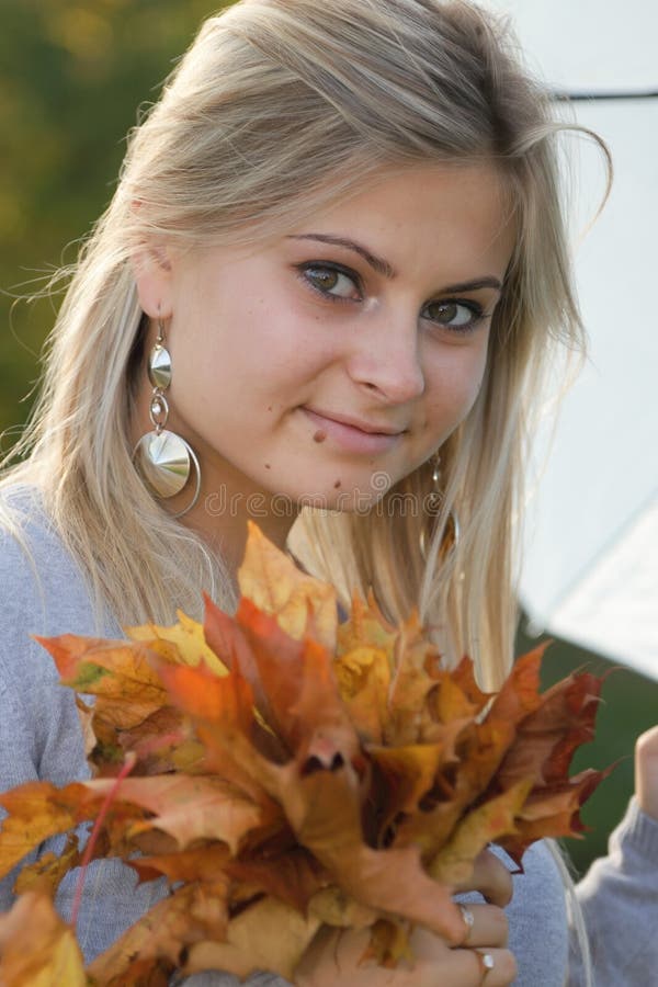 Autumn portrait stock image. Image of yellow, earring - 17369023