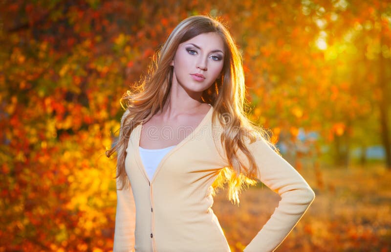 Autumn portrait stock image. Image of blonde, people - 26875933