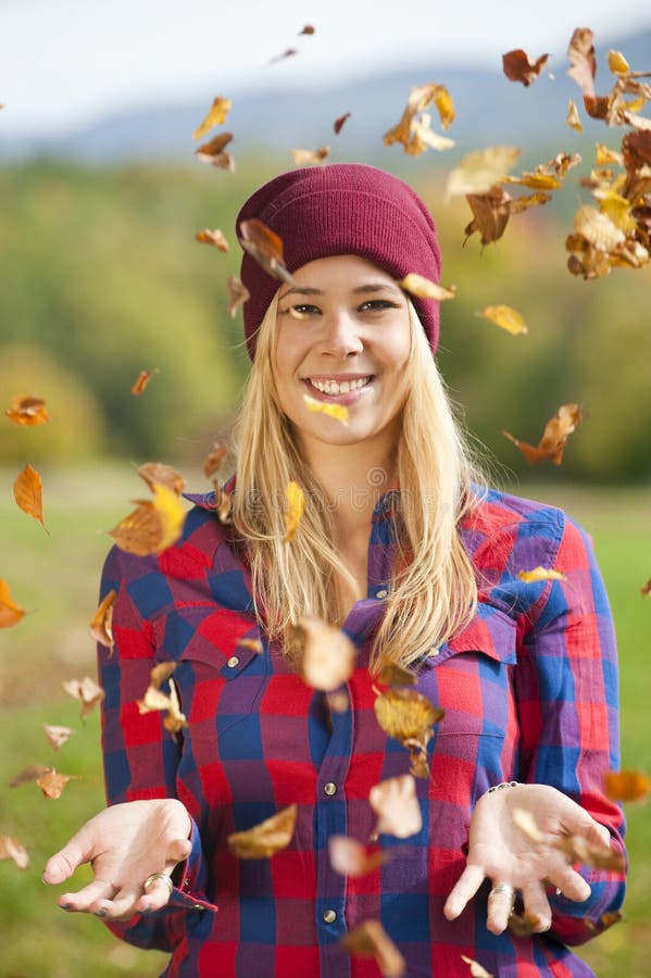 Autumn portrait stock image. Image of caucasian, hands - 27241239