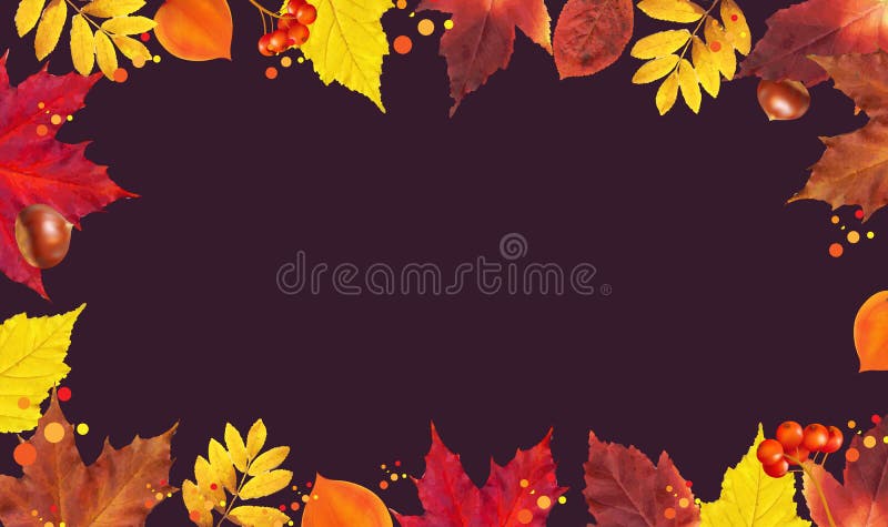 Autumn Poster with Border and Autumn Leaves Stock Vector - Illustration ...